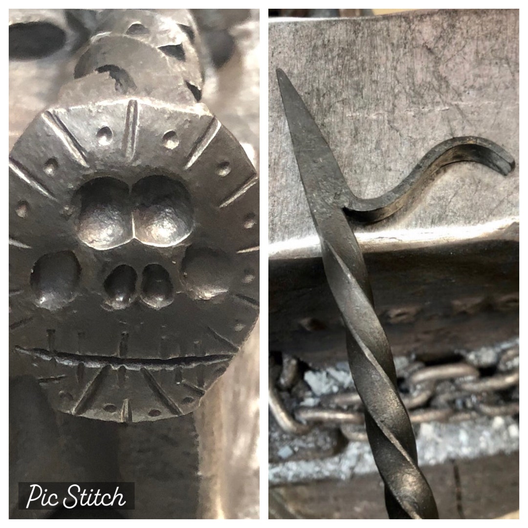 Sugar Skull Fire Poker Hand Forged Railroad Spike Rubix Twist Staircase ...