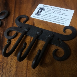 Set of Two Hand Forged Hook Racks With Rams Head Scrolls Traditional ...