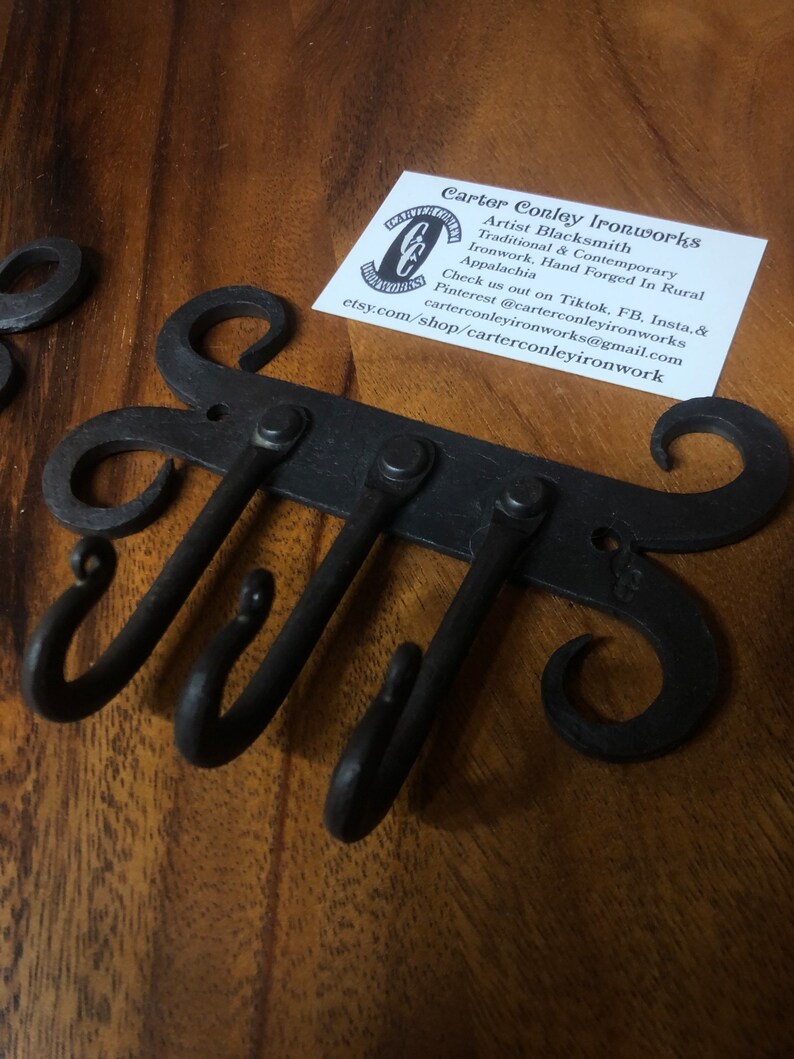 Set of Two Hand Forged Hook Racks With Rams Head Scrolls - Etsy