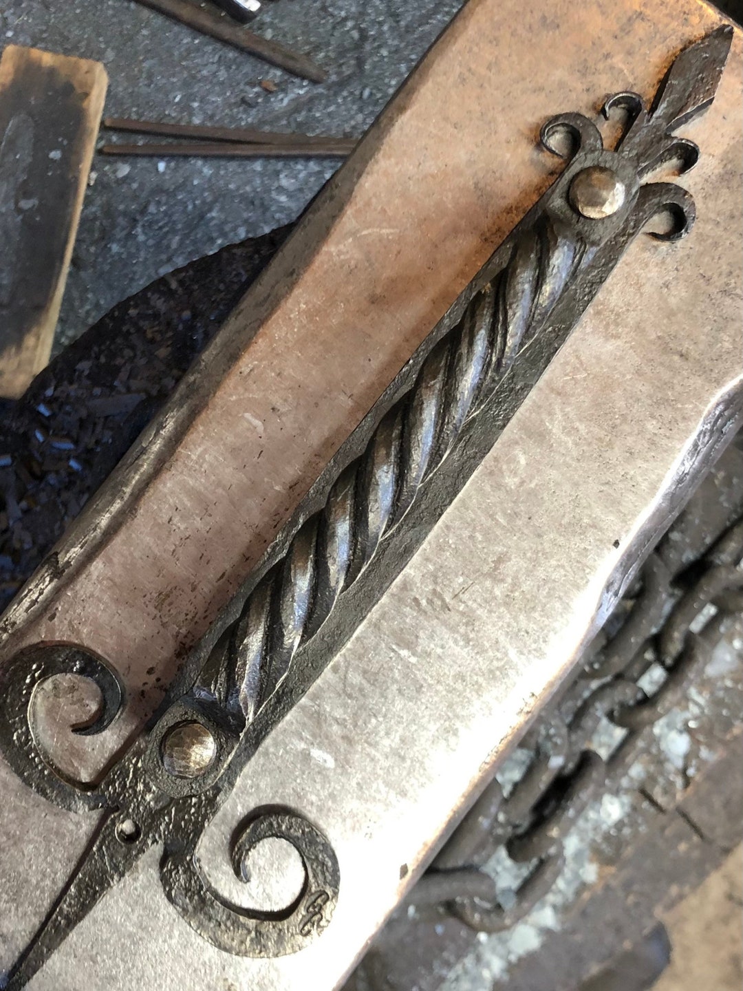 Hand Forged Medieval Style Door Pull Gate Pull Door Handle Scrolled ...