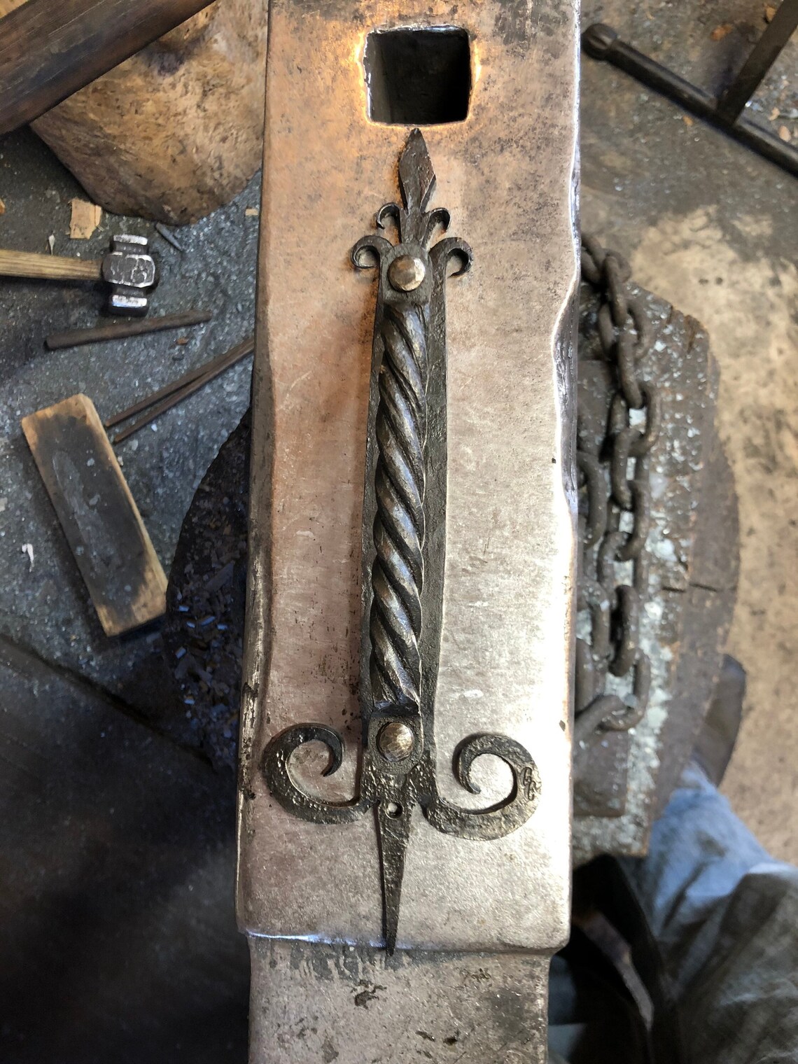 Hand Forged Medieval Style Door Pull Gate Pull Door Handle Scrolled ...