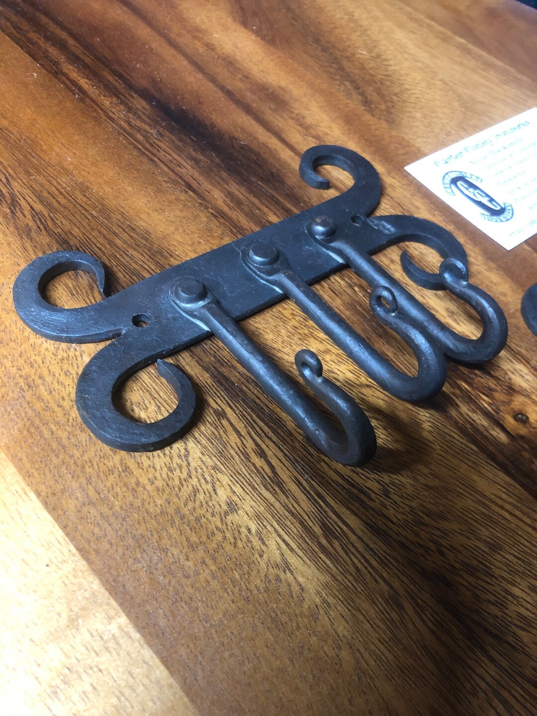 Set of Two Hand Forged Hook Racks With Rams Head Scrolls Traditional ...