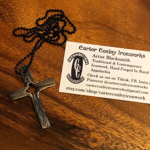 Damascus Steel Split Cross Necklace Blacksmith Made in Rural Appalachia ...