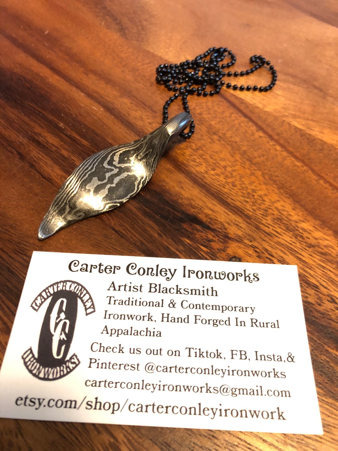 Damascus Steel Leaf Necklace Blacksmith Made in Rural Appalachia - Etsy