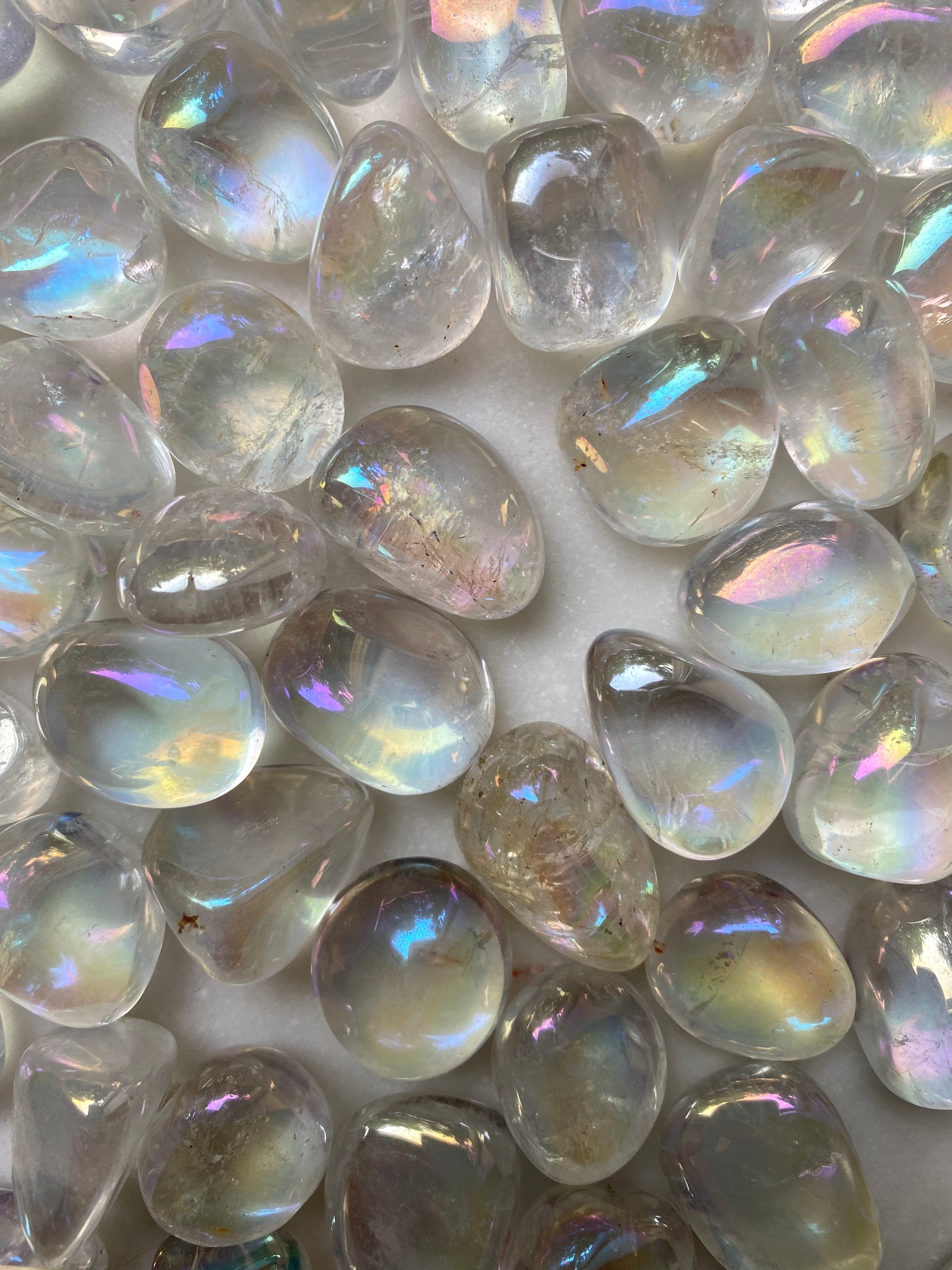 Rainbow Aura Clear Quartz Laser WHOLESALE Tumbled Crystals (includes ...