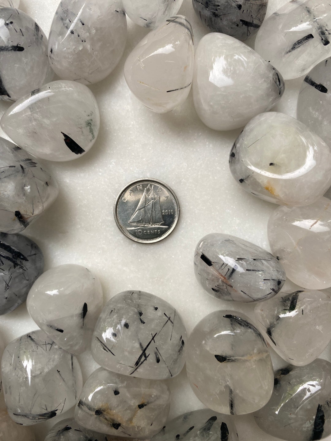 Tourmalinated Quartz Tumbled Crystal - Etsy
