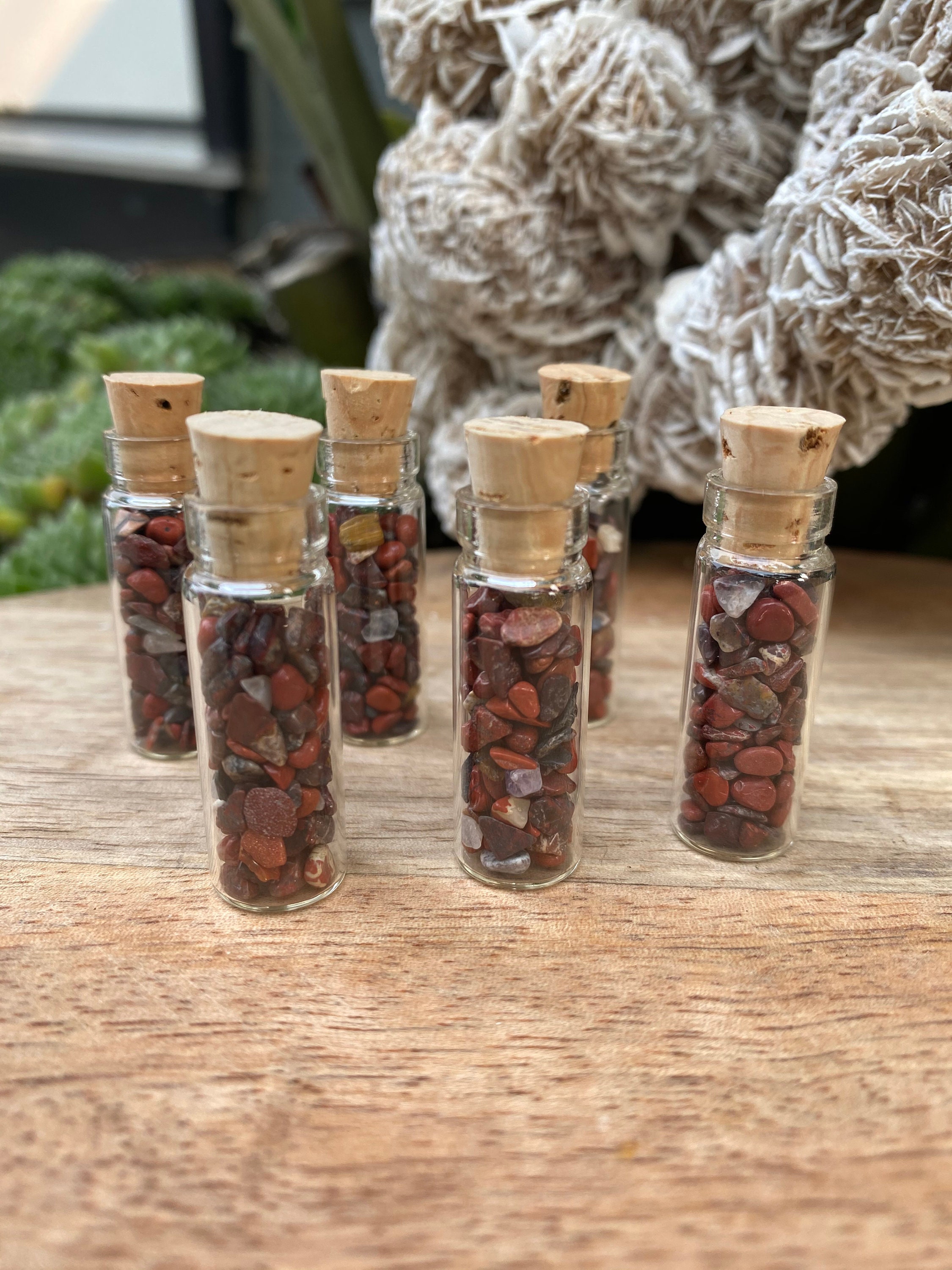 Red Jasper Crystal Vial Tiny Crystal Chips | Etsy