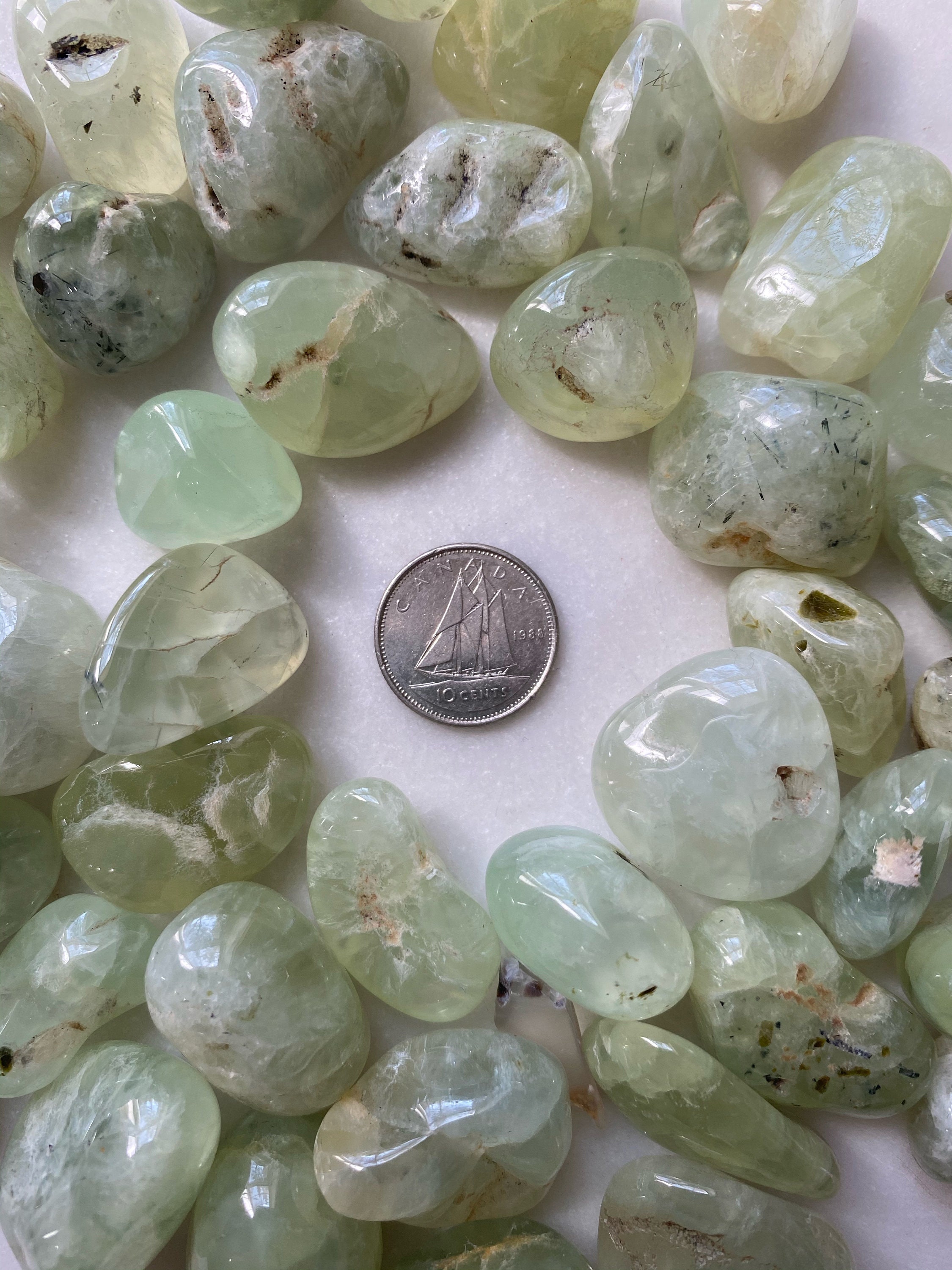Epidote in Prehnite Tumbled Crystal - Etsy Canada