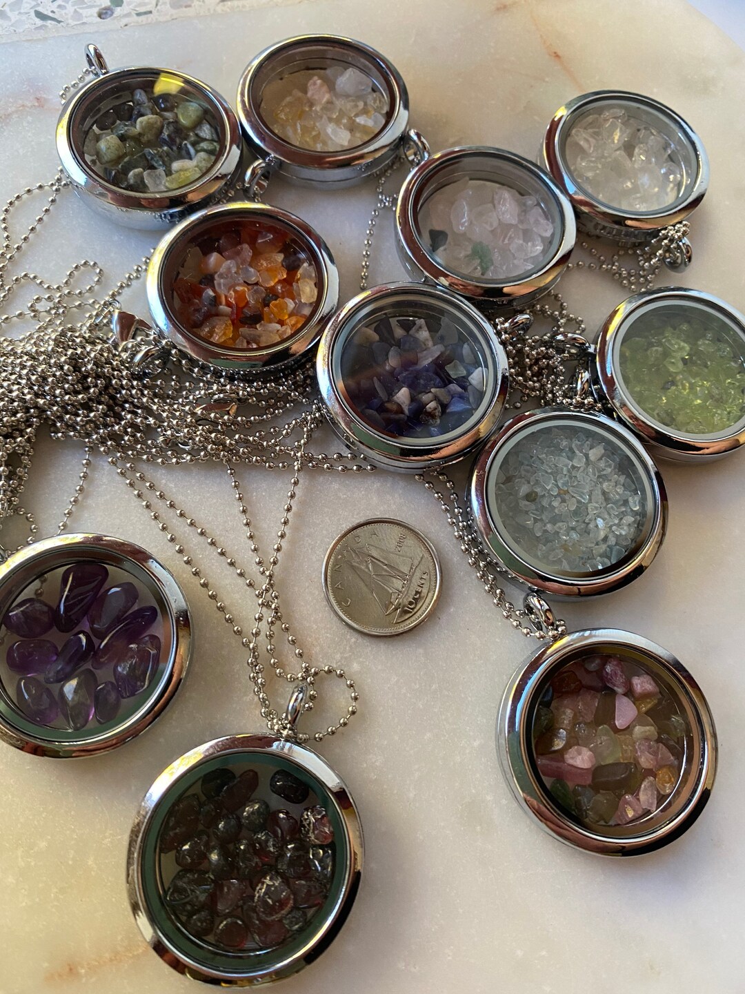 Round Glass Locket With Crystals - Etsy