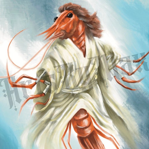 Shrimp Christ 5x7 8x10 Art Print Jesus Sea Crustacean - Etsy