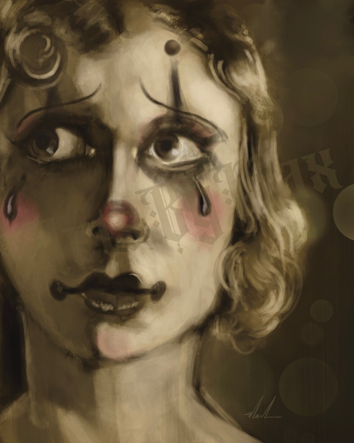 Clown Doll Girl Art 5x7 8x10 Crying Clown Girl Artwork Circus - Etsy