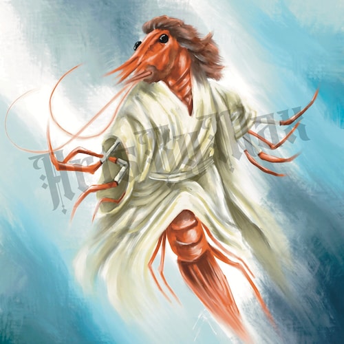Shrimp Christ 5x7 8x10 Art Print Jesus Sea Crustacean - Etsy