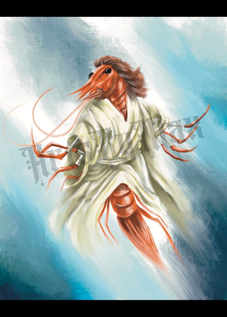 Shrimp Christ 5x7 8x10 Art Print Jesus, Sea, Crustacean, Ocean, Funny ...