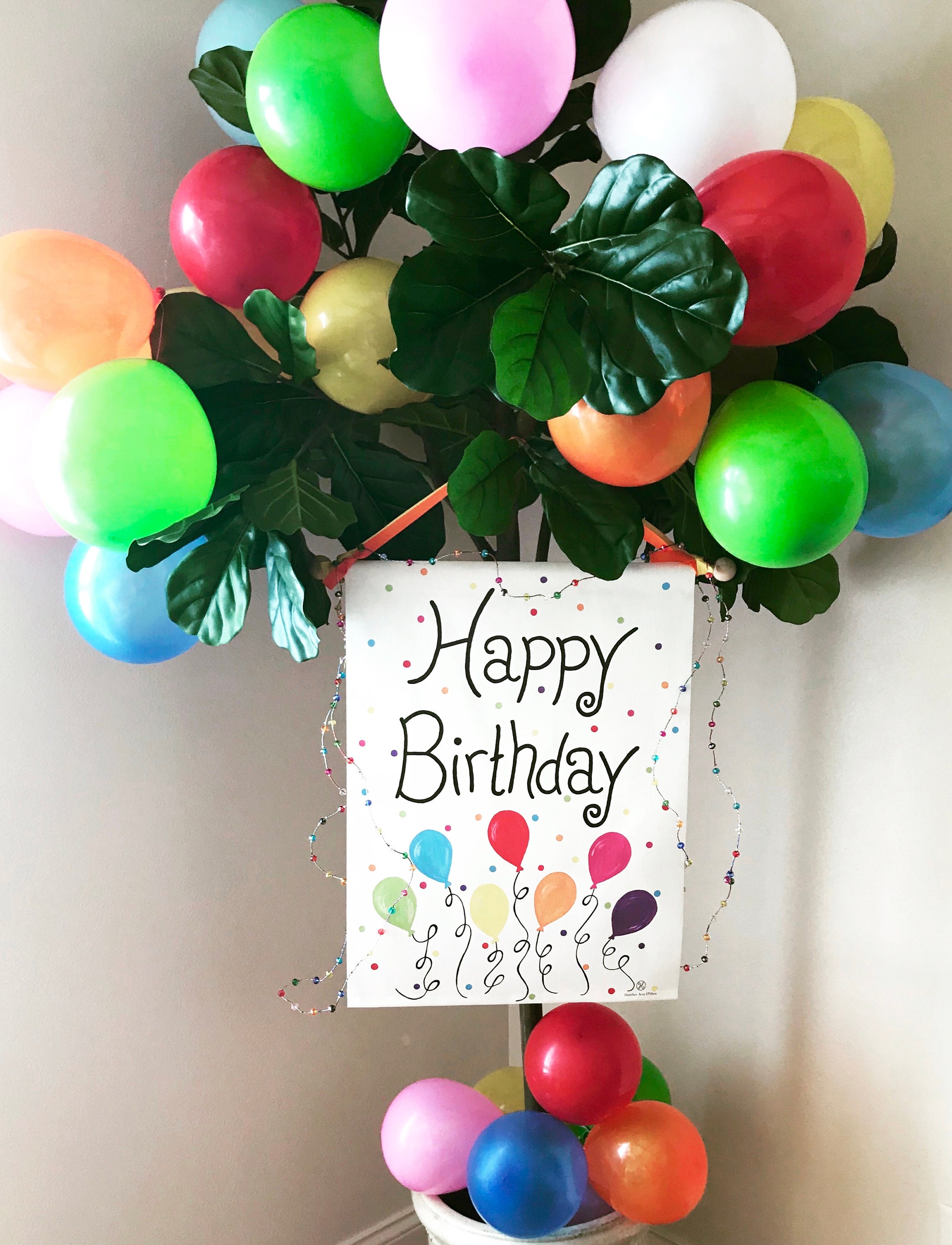 Happy Birthday Banner Heirloom Cotton Fabric Sign Wall | Etsy