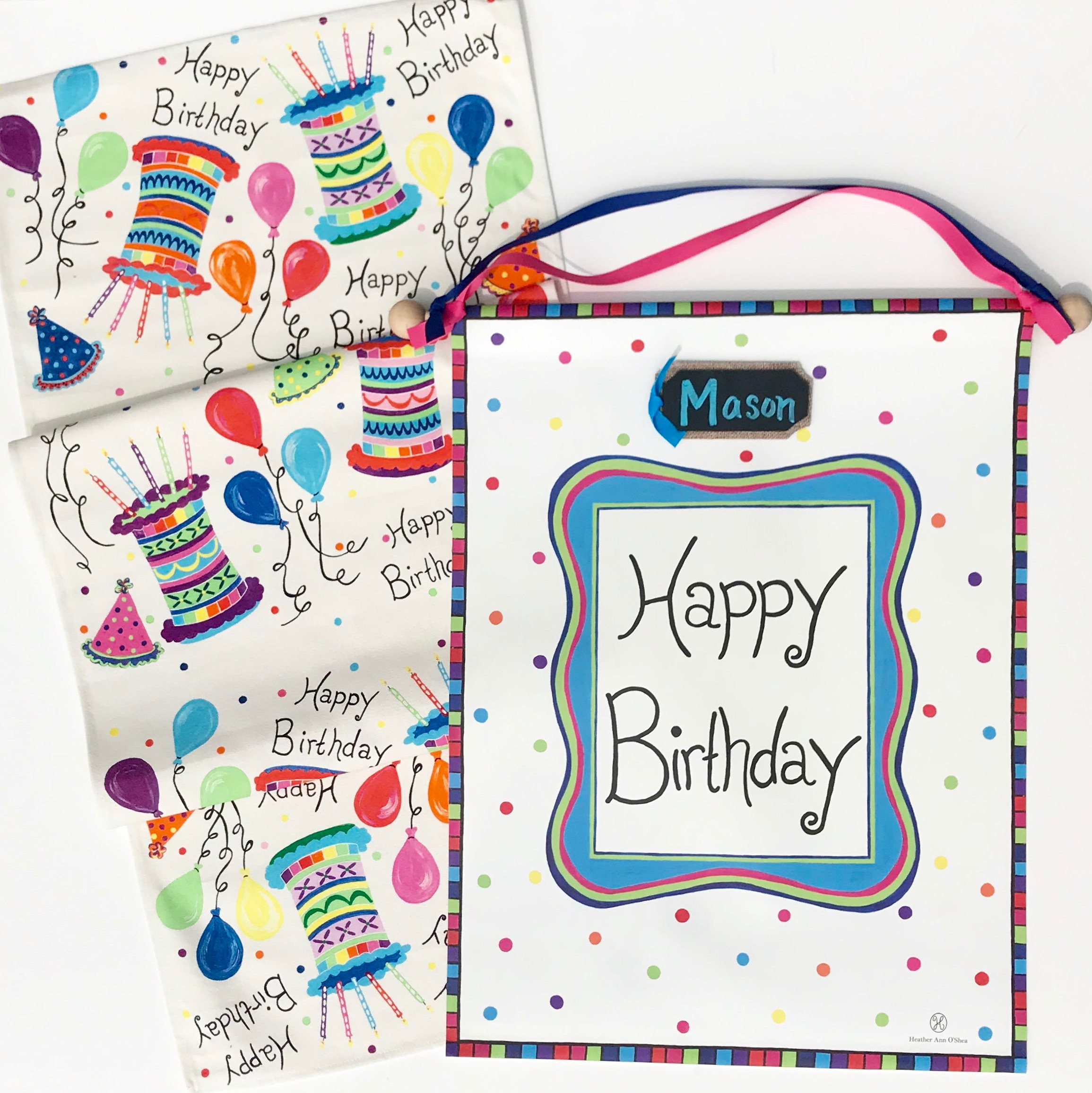 Happy Birthday Banner Cotton Fabric Sign Wall Decor Party - Etsy