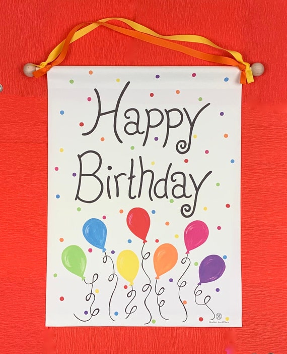 Happy Birthday Banner Heirloom Cotton Fabric Sign Wall | Etsy