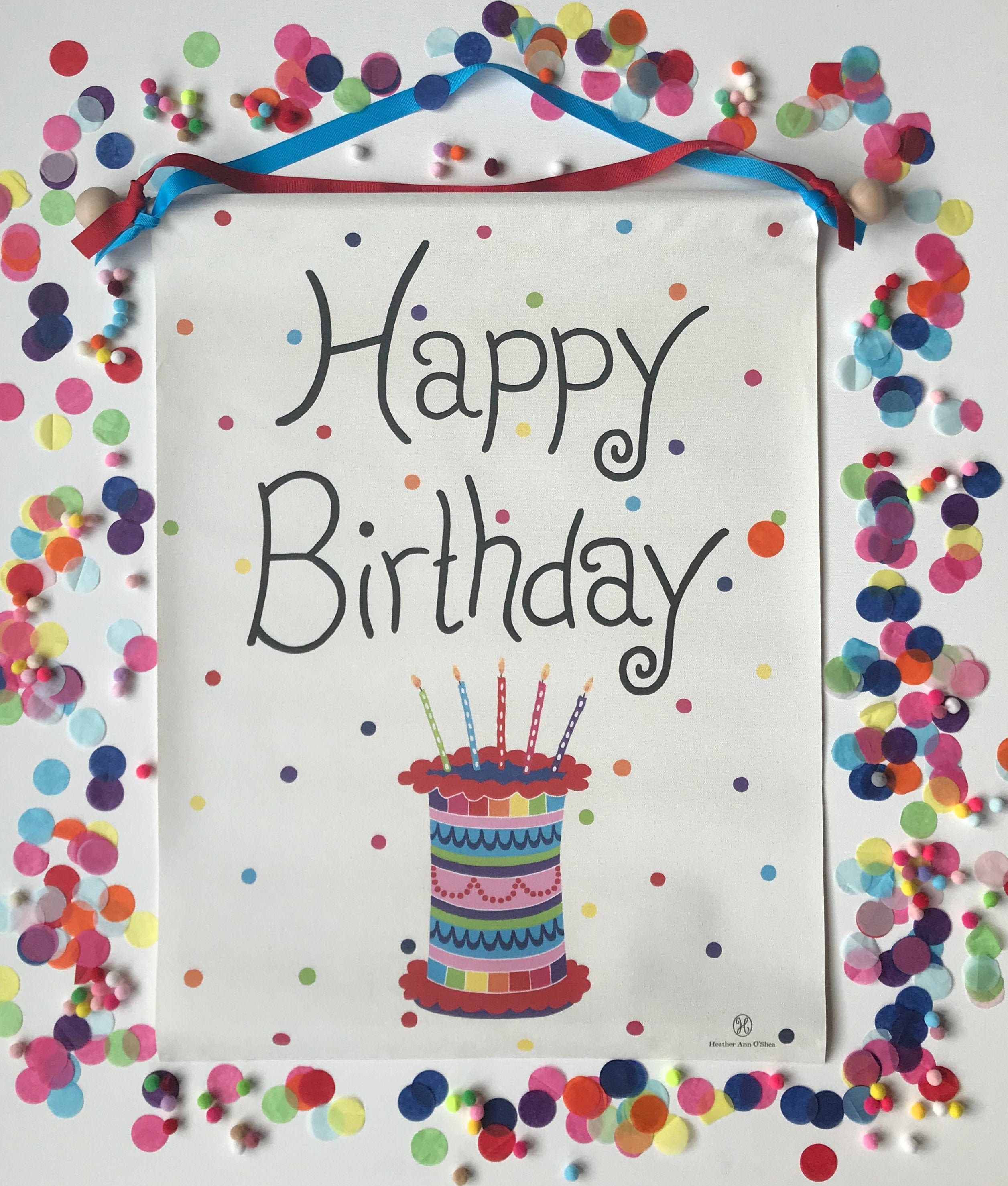 Happy Birthday Banner Cotton Fabric Sign Wall Decor Party | Etsy