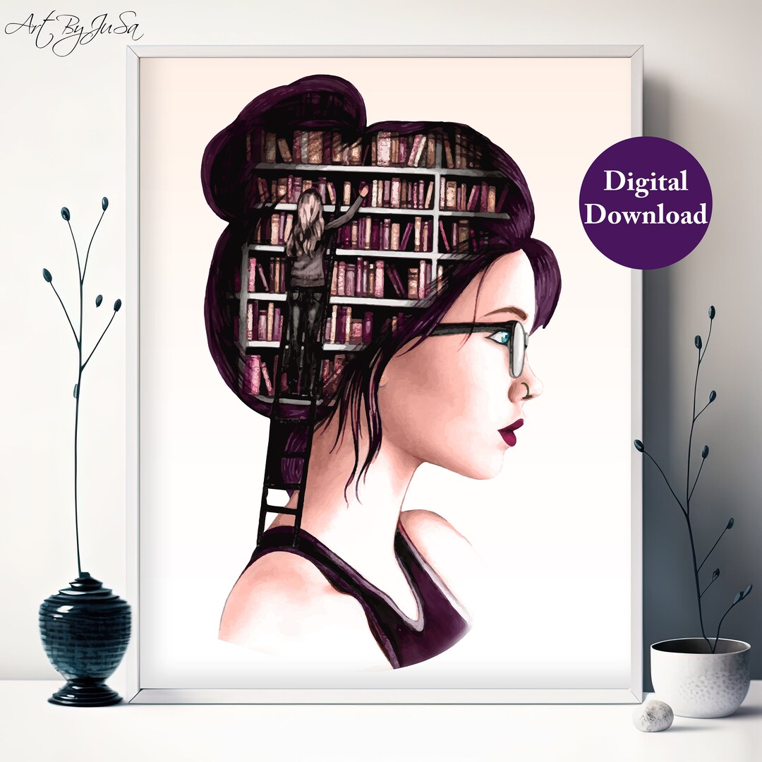 The Literate Woman: A Crown of Knowledge Digital Wall Art - Etsy