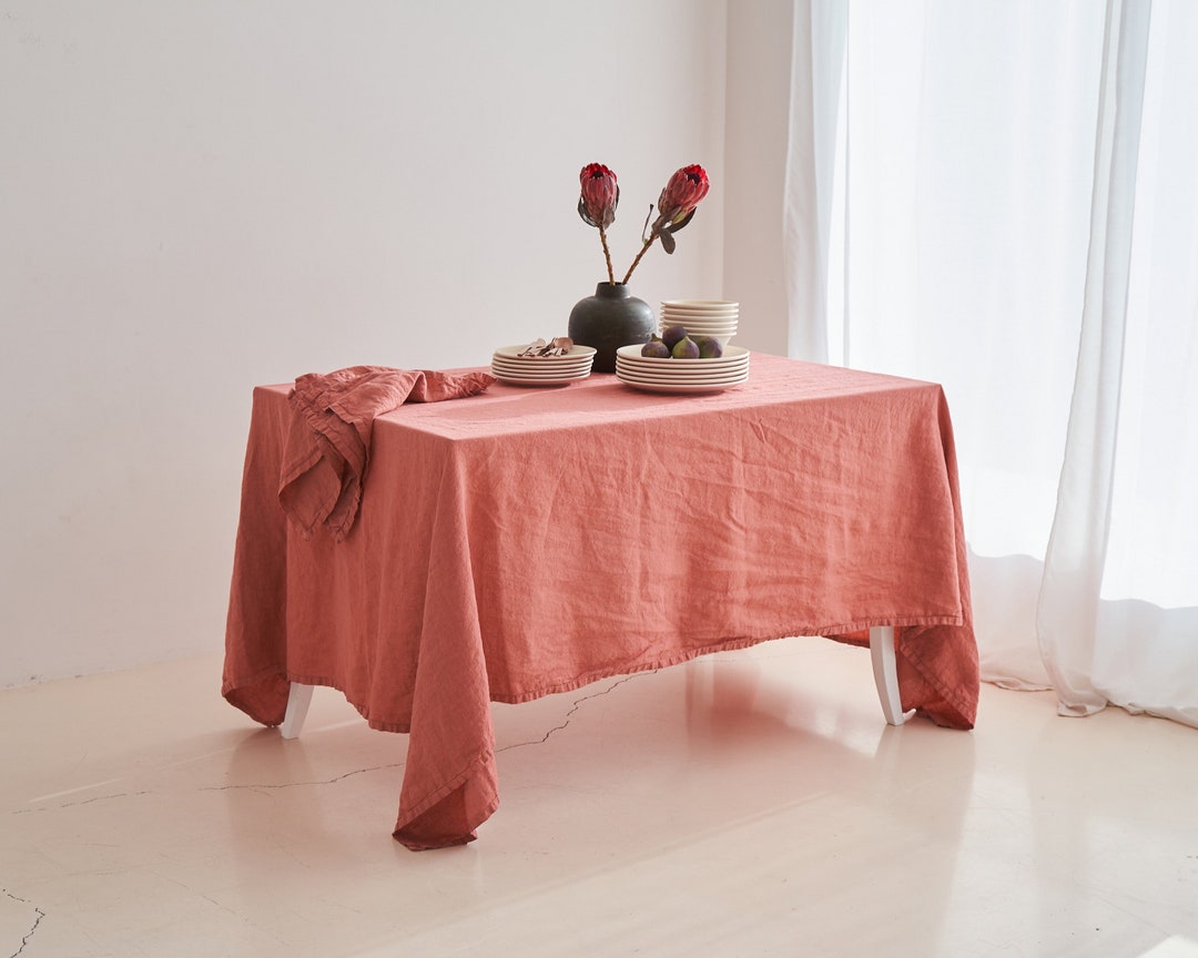 Handmade Linen Tablecloth: Canyon Clay Bohemian Dining Table Linen - Etsy