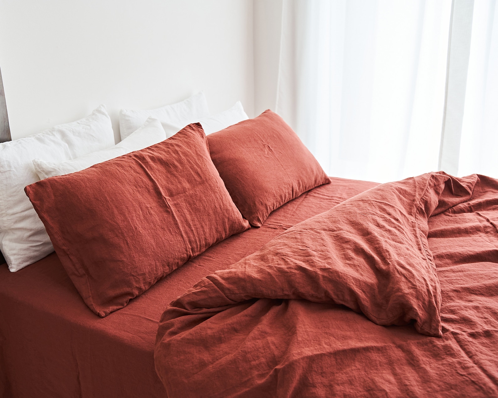 Linen Duvet Cover Red Brick Bedding Linen Bedding Pure | Etsy