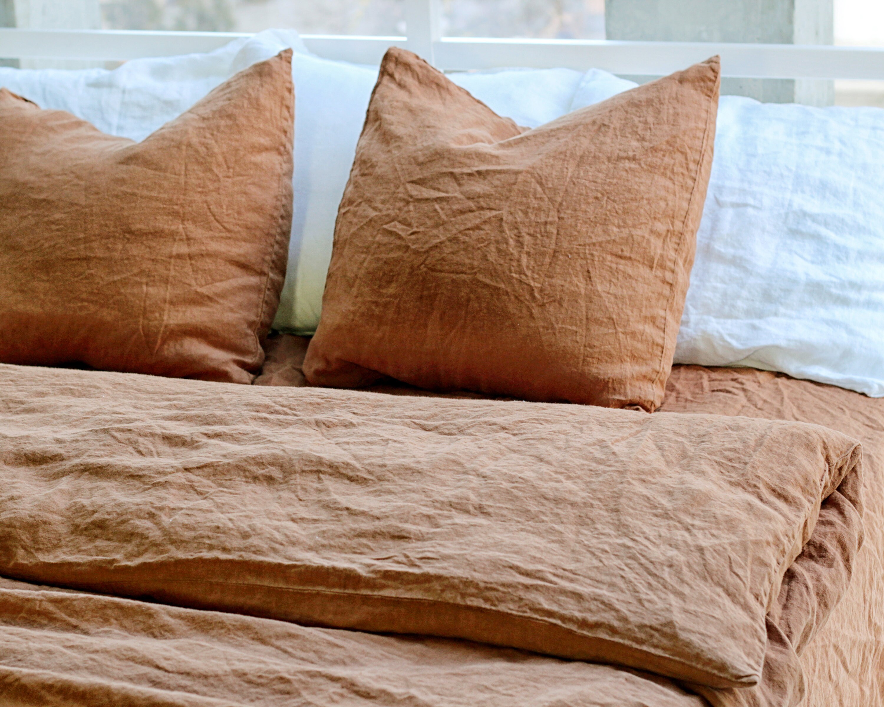 Linen pillowcase set Tobacco linen pillows Linen pillow | Etsy