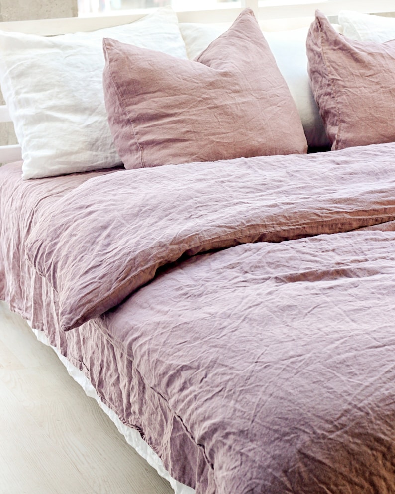 Linen Duvet Cover Mauve Linen Duvet Linen Bedding Pure Etsy