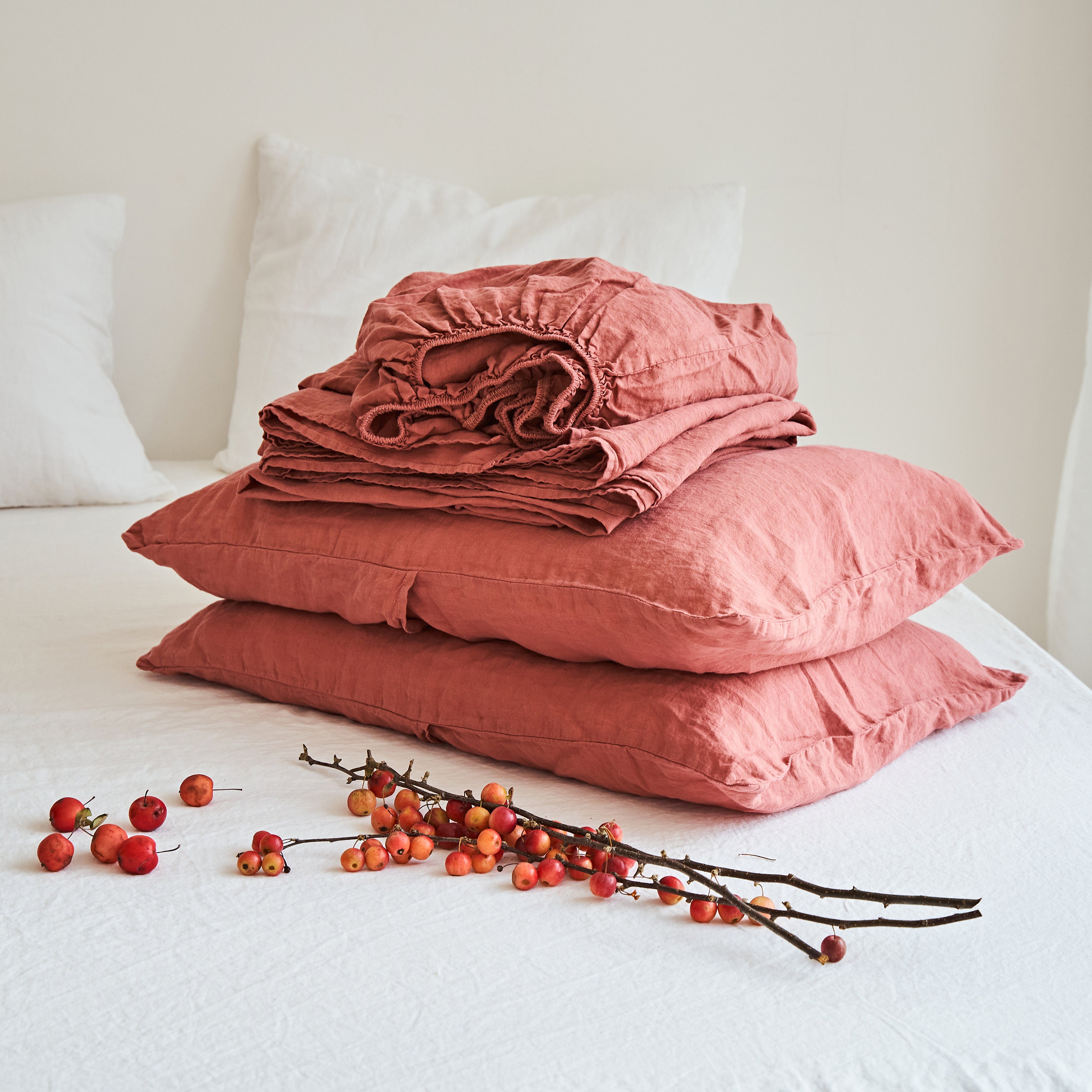 4 Piece Linen Sheet and Pillow Covers Set Linen Fitted Sheet | Etsy