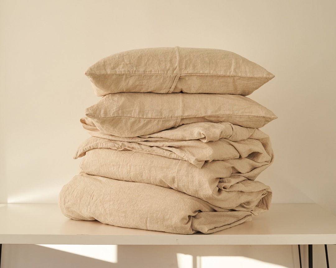 3 Piece Linen Bedding Set, Sand Linen Bedding, Linen Bedding, Linen ...