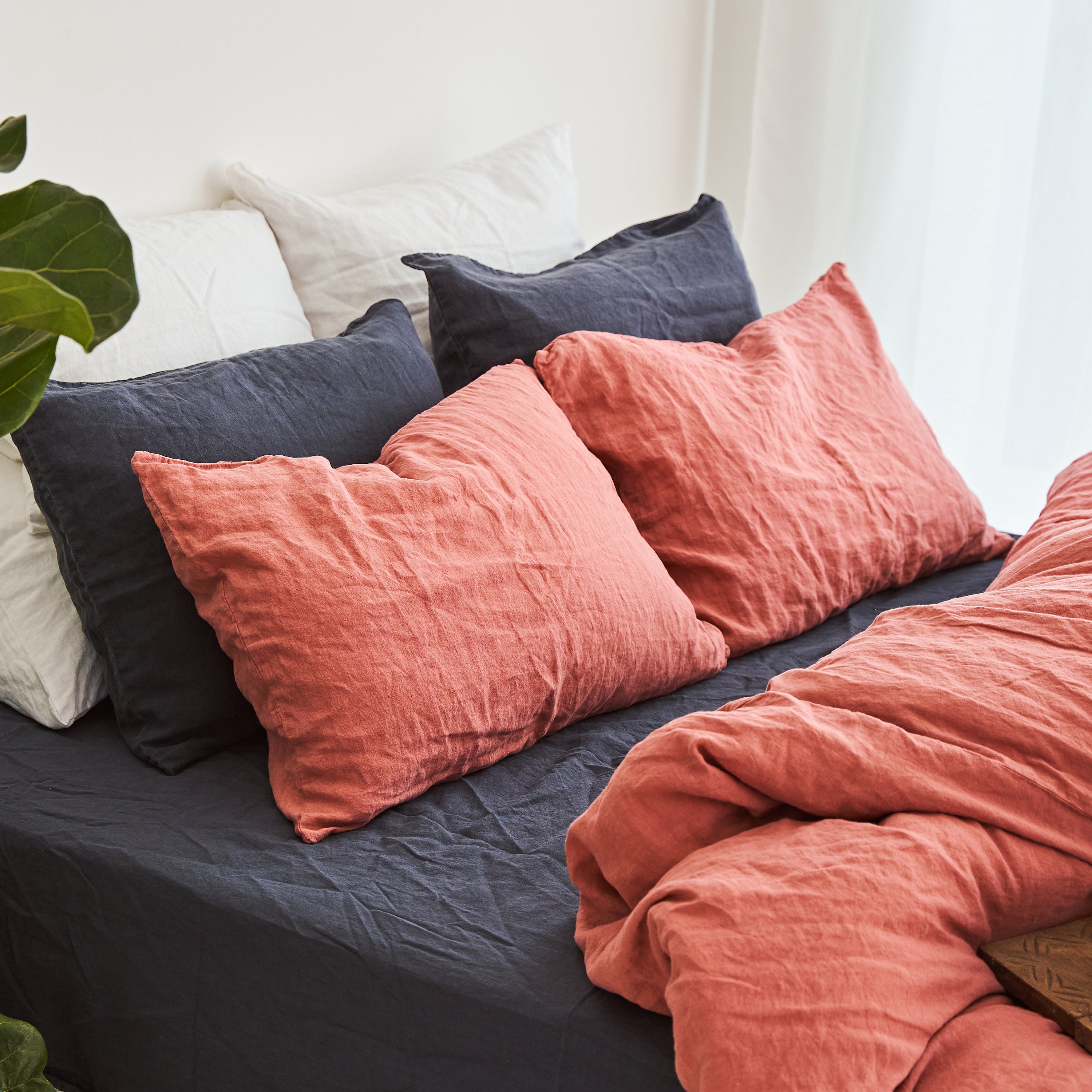 4 Piece Linen Sheet and Pillow Covers Set Linen Fitted Sheet | Etsy