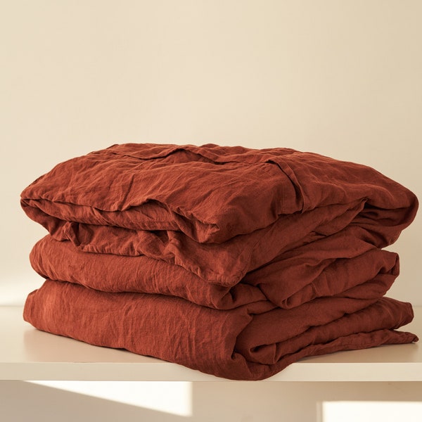 Red Linen Duvet - Etsy