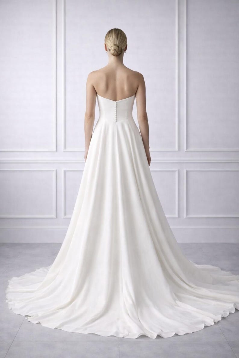Strapless A-line Wedding Dress | Modern Minimalist Bridal Gown ...