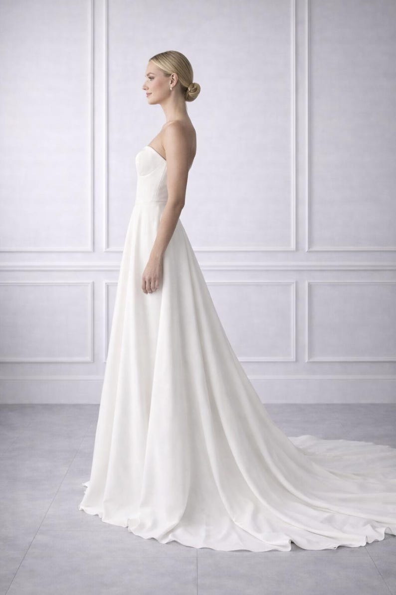 Strapless A-line Wedding Dress | Modern Minimalist Bridal Gown ...