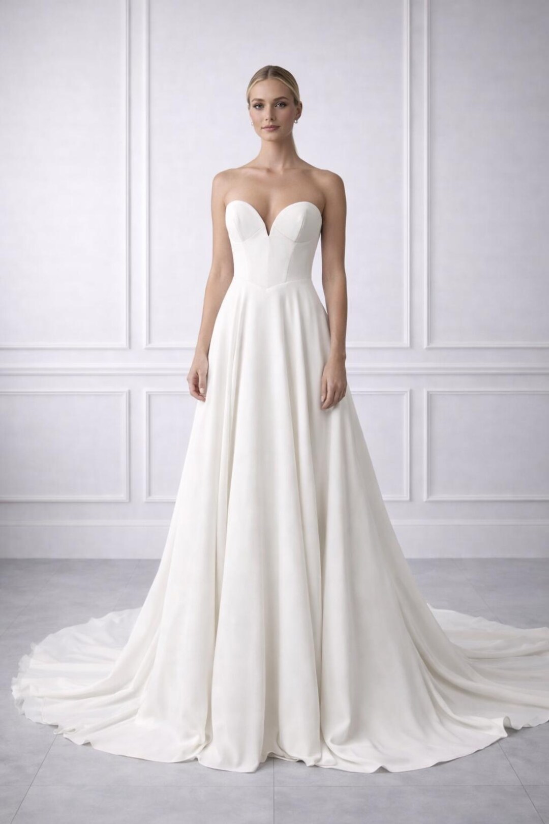 Strapless A-line Wedding Dress | Modern Minimalist Bridal Gown ...