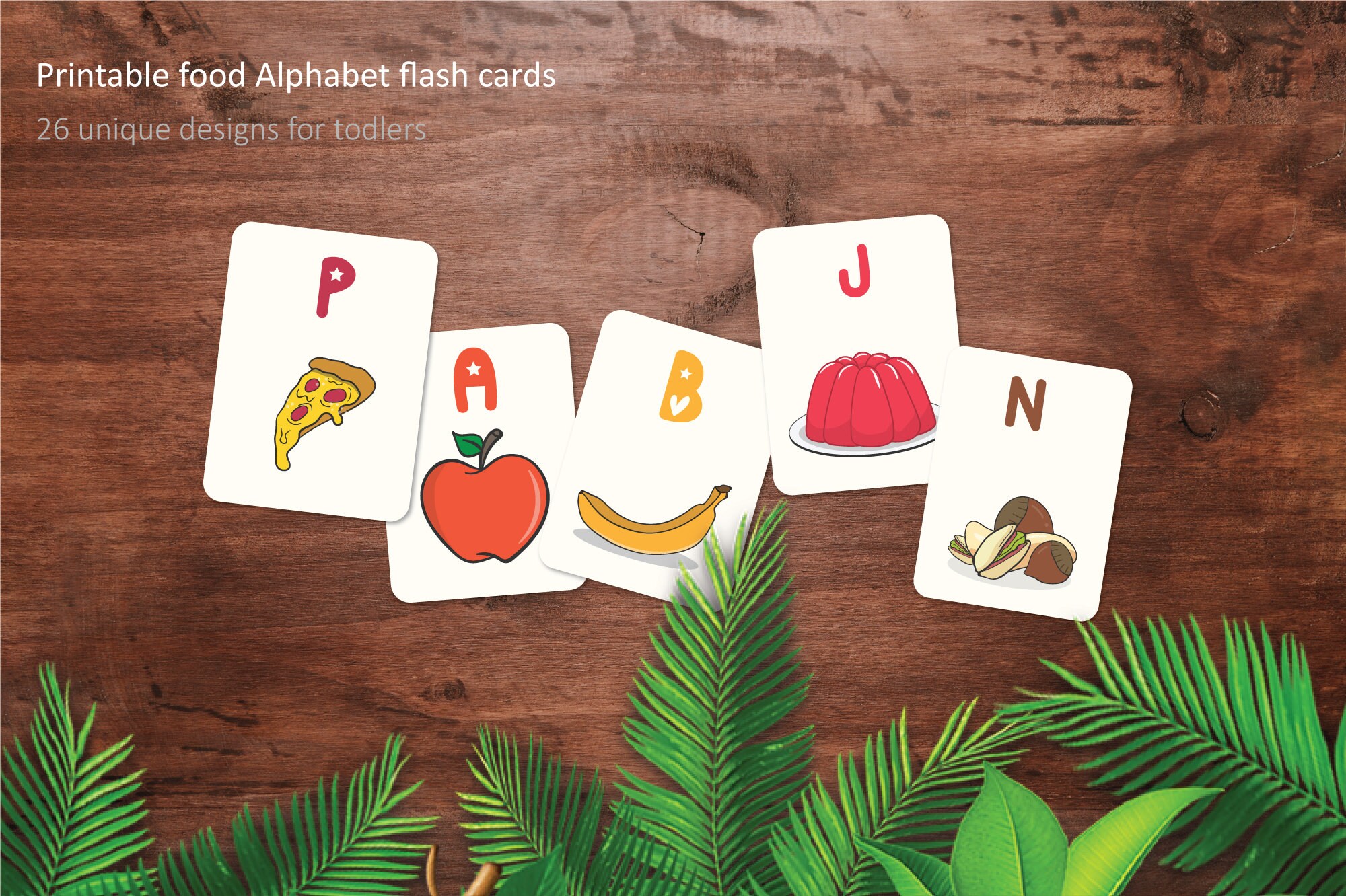 Food Flashcard Home School Flash Cards ABC Poster Kids Gift Children ...