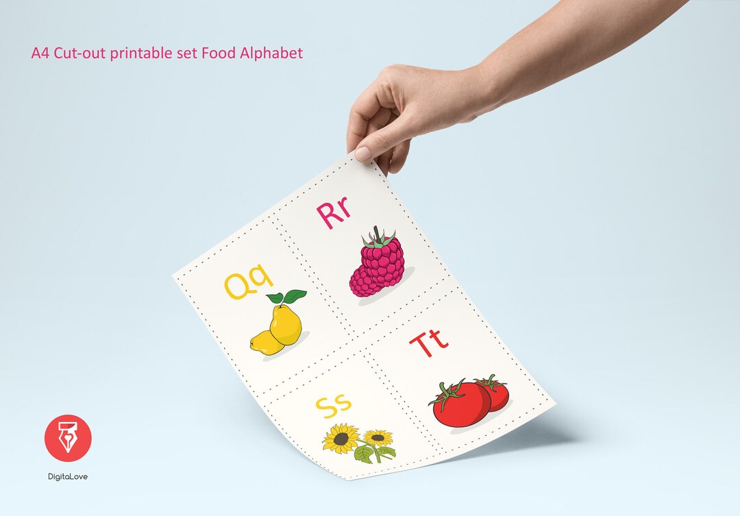 Food Flashcard Home School Flash Cards ABC Poster Kids Gift Children ...