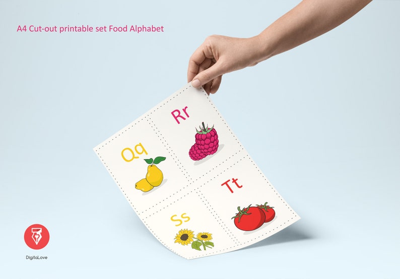 Food Flashcard Home School Flash Cards ABC Poster Kids Gift Children ...