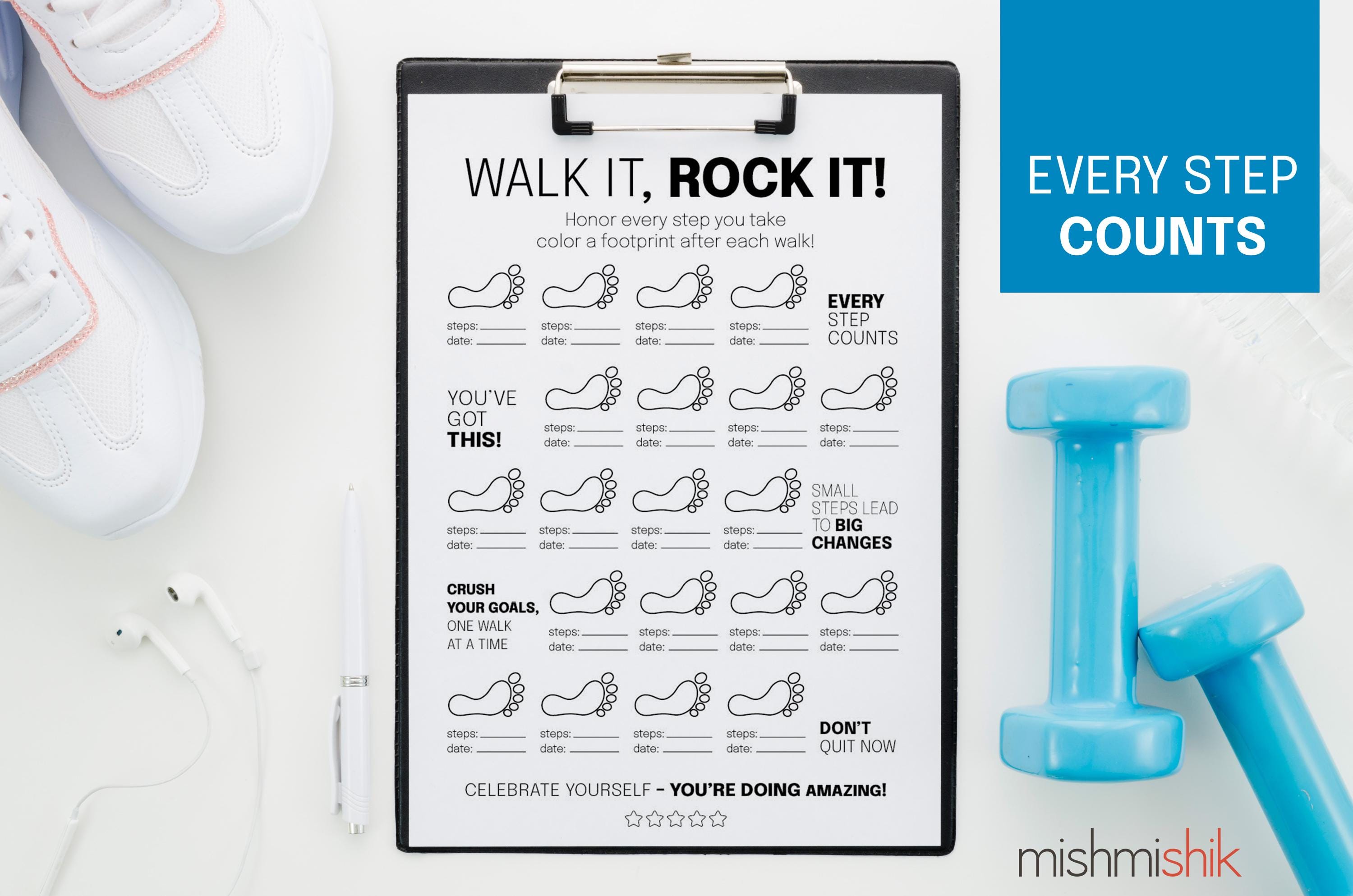 Daily Step Tracker Printable – Walking Challenge Chart – Fitness ...