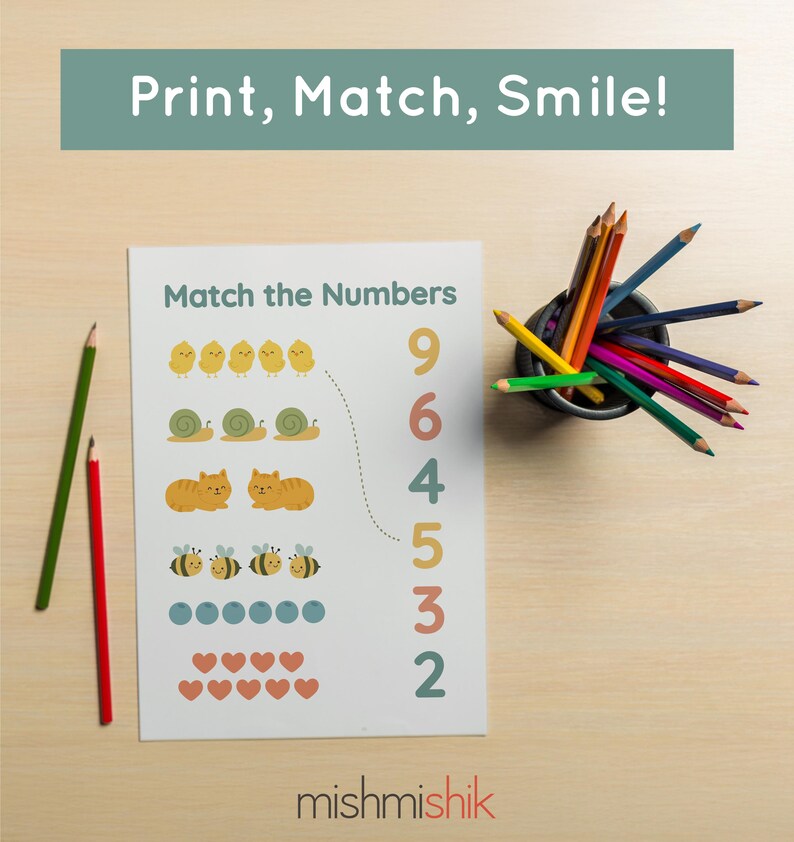 Number Matching Worksheets for Kids – 20 Printable Math Activities for ...