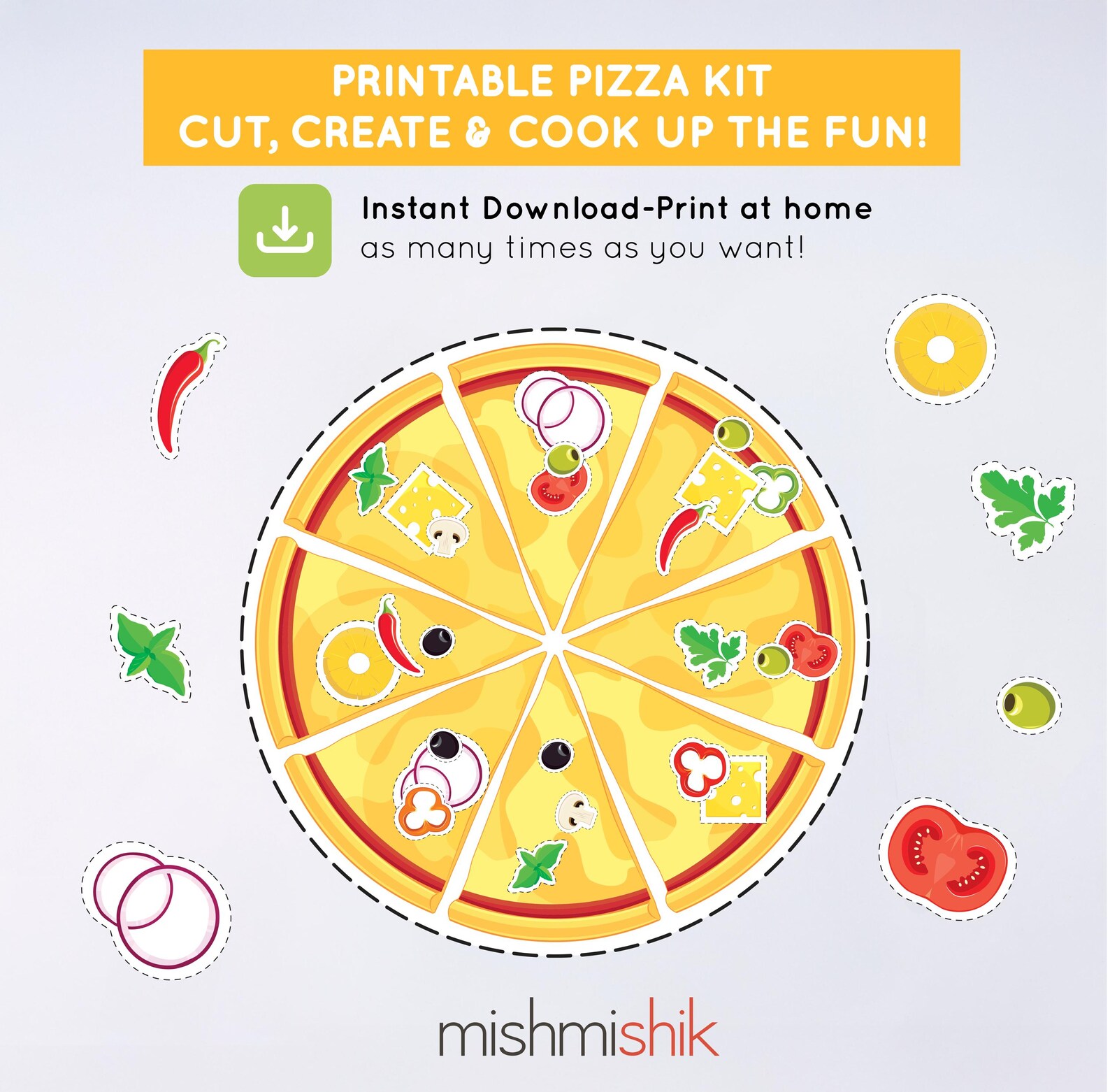 Printable Pizza Craft: Build Your Own Pizza Game, Pretend Play Food ...