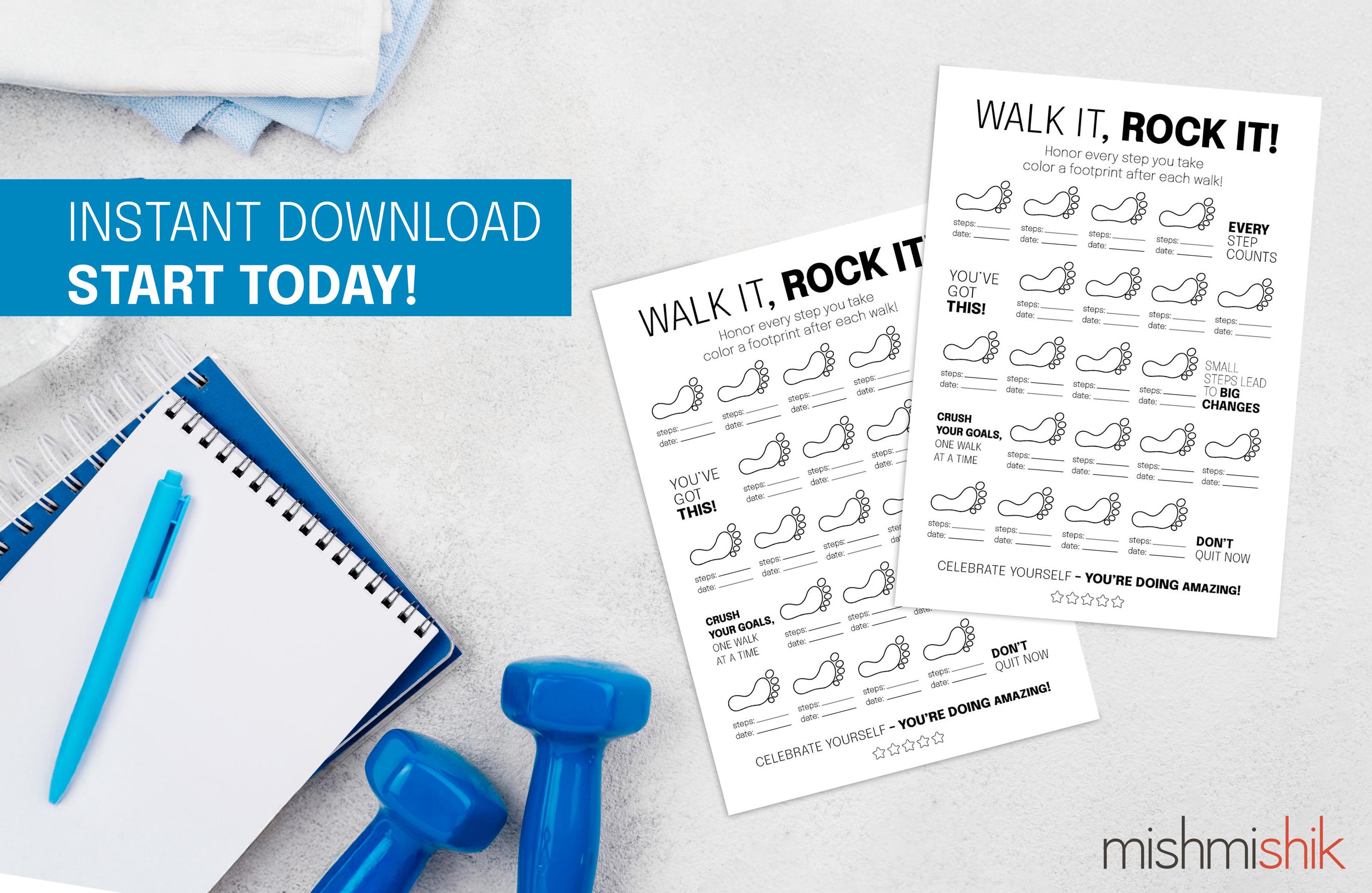 Daily Step Tracker Printable: Walking Challenge Chart (PDF) - Etsy