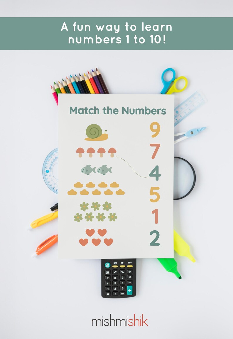 Number Matching Worksheets for Kids – 20 Printable Math Activities for ...