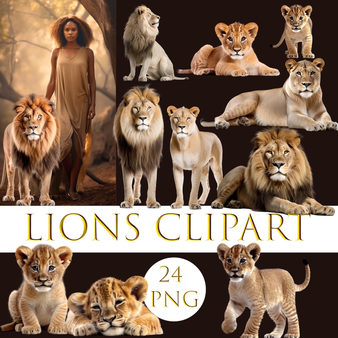 Lions Clipart, Lions Overlays, Cute Animal Png, Lions Png, Baby Lion ...