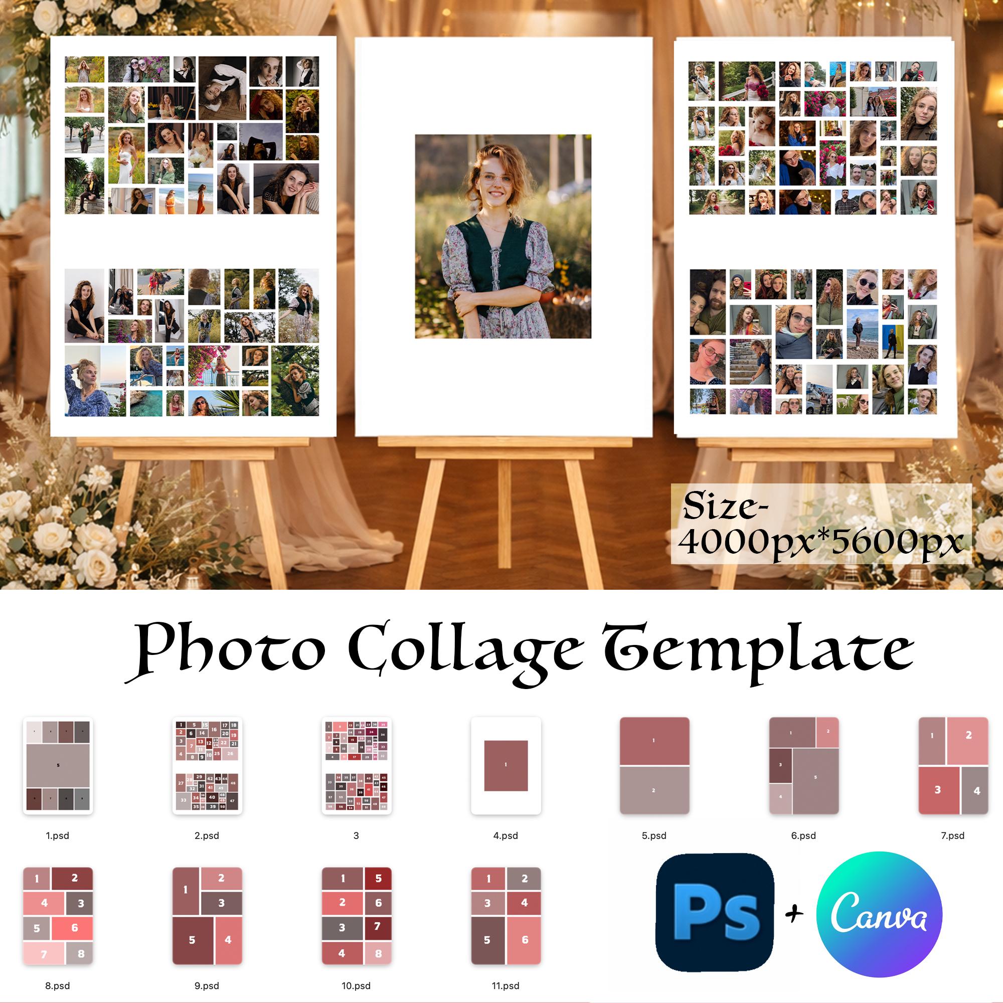 Photo Collage Poster Template, Editable Canva Template, Photo Grid Wall ...