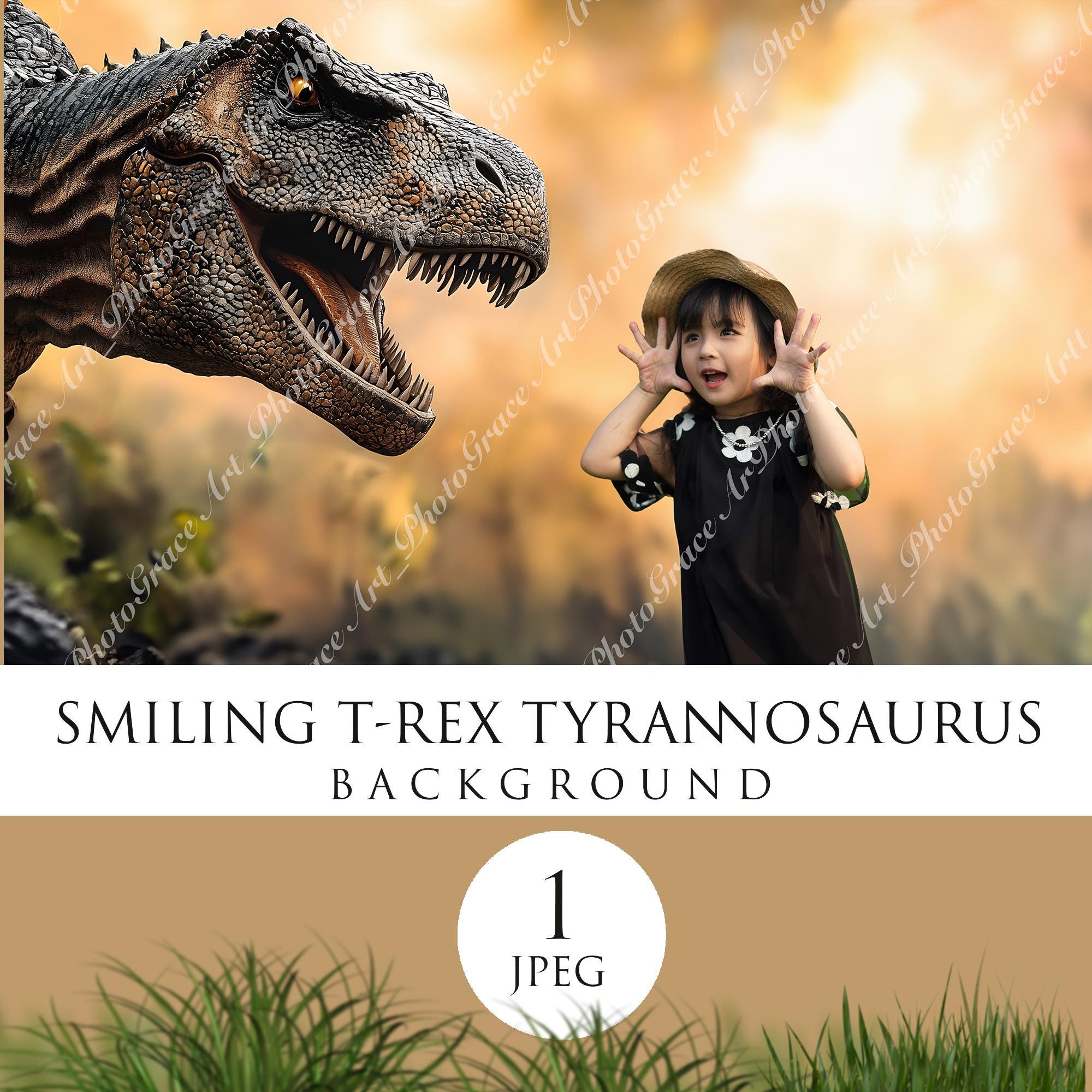 Smiling T-rex Tyrannosaurus Background / Dinosaur Backdrop for ...