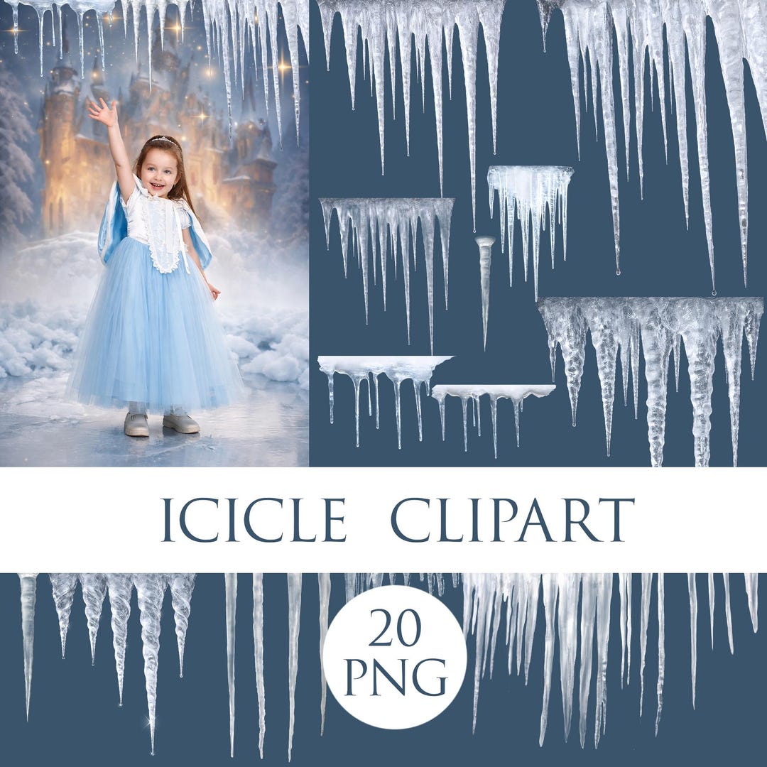 Icicle Clipart PNG Set Realistic Winter Ice Overlays | Frozen Icicles ...