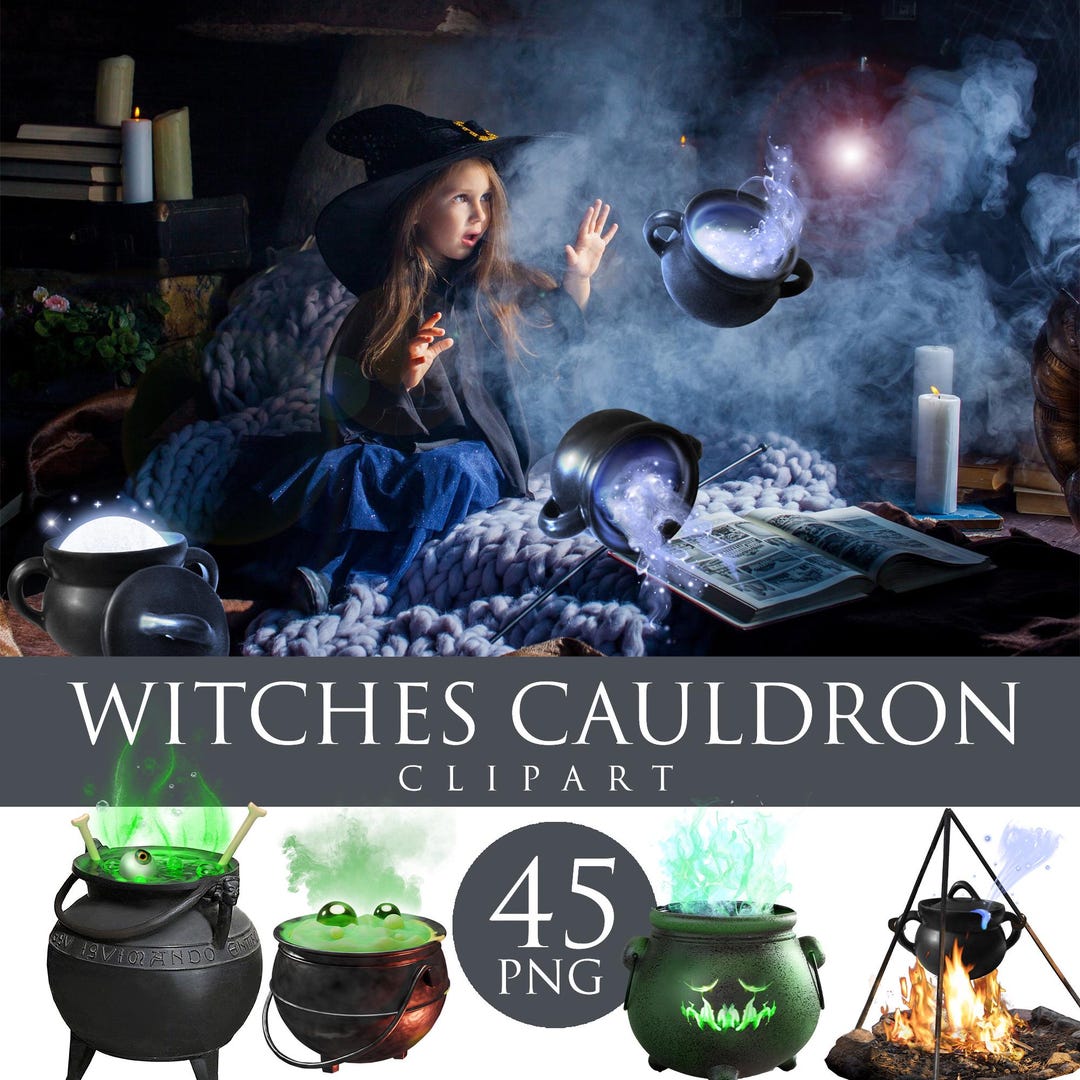 Witch Cauldron, Digital Download, Halloween Overlays, Witch Clipart ...