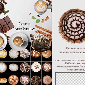 27 Coffee Overlays, Coffee Art Overlay, Latte Art Overlay, Steam ...