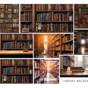 Back to School, Digital Library Background, Vintage School Backdrop ...
