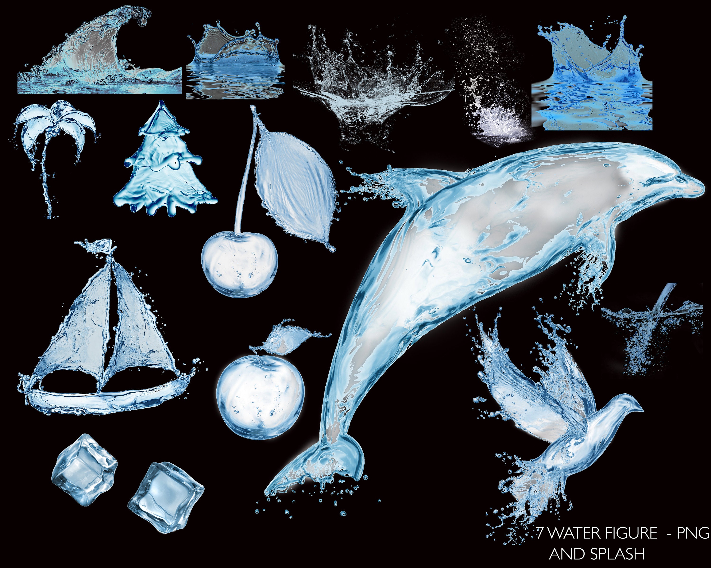 Water Splash Photo Overlays Photography Prop Water Effects | Etsy