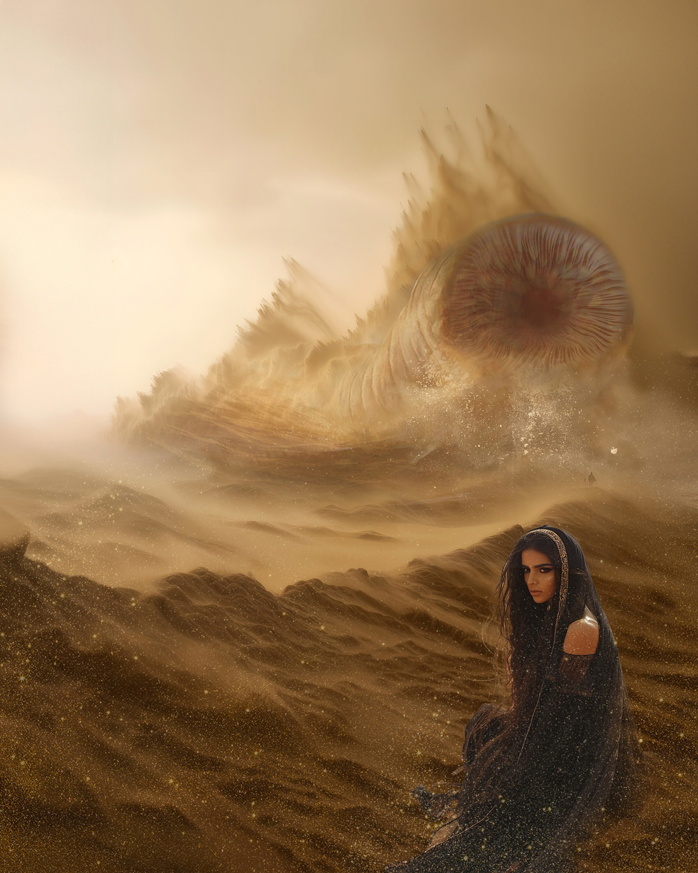 Desert Digital Background, Sandworm, Dramatic Desert Digital Backdrop ...